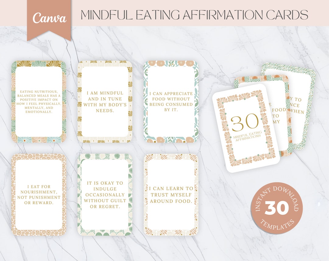 Mindful Eating Cards Printable PDF Intuitive Eating Healthy - Etsy UK