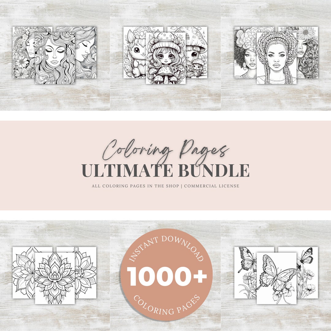 Coloring Pages BUNDLE, Simple Coloring Book, Printable Coloring Pages ...