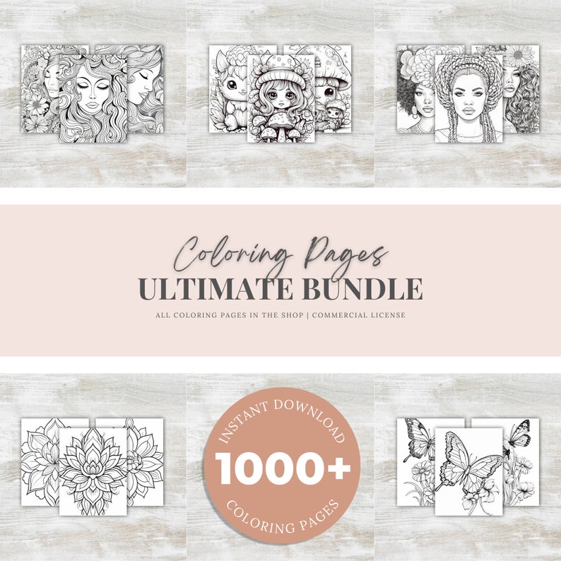 Coloring Pages BUNDLE, Simple Coloring Book, Printable Coloring Pages ...