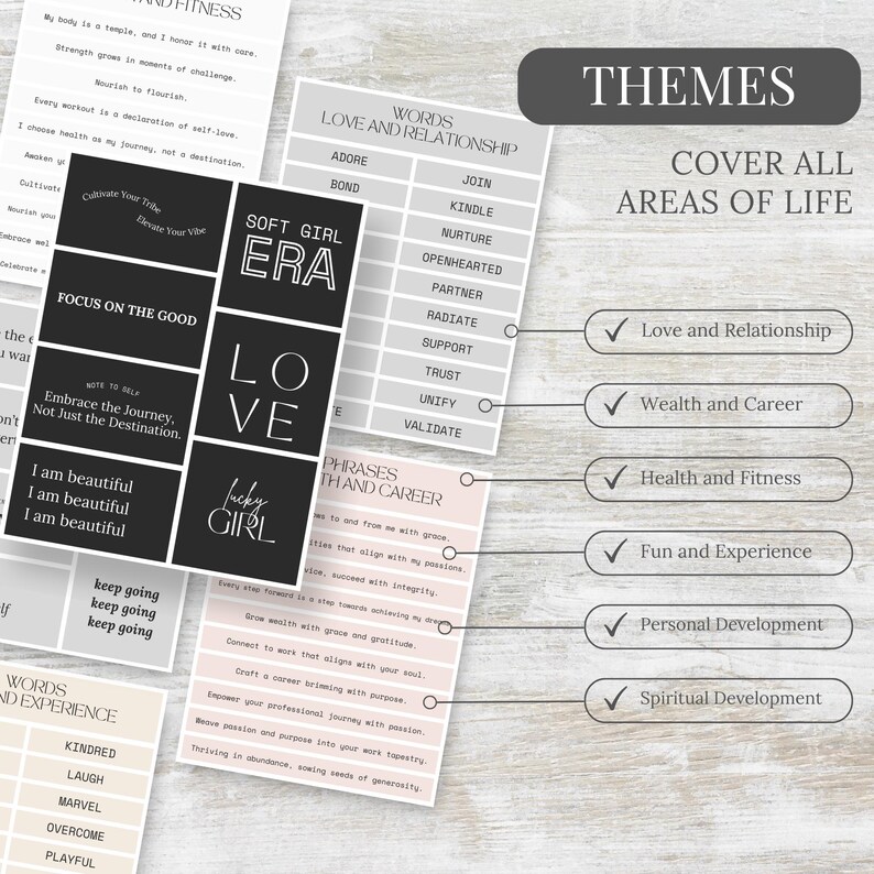 2025 Vision Board Kit Printable Words, Phrases, Quotes, and Numbers ...