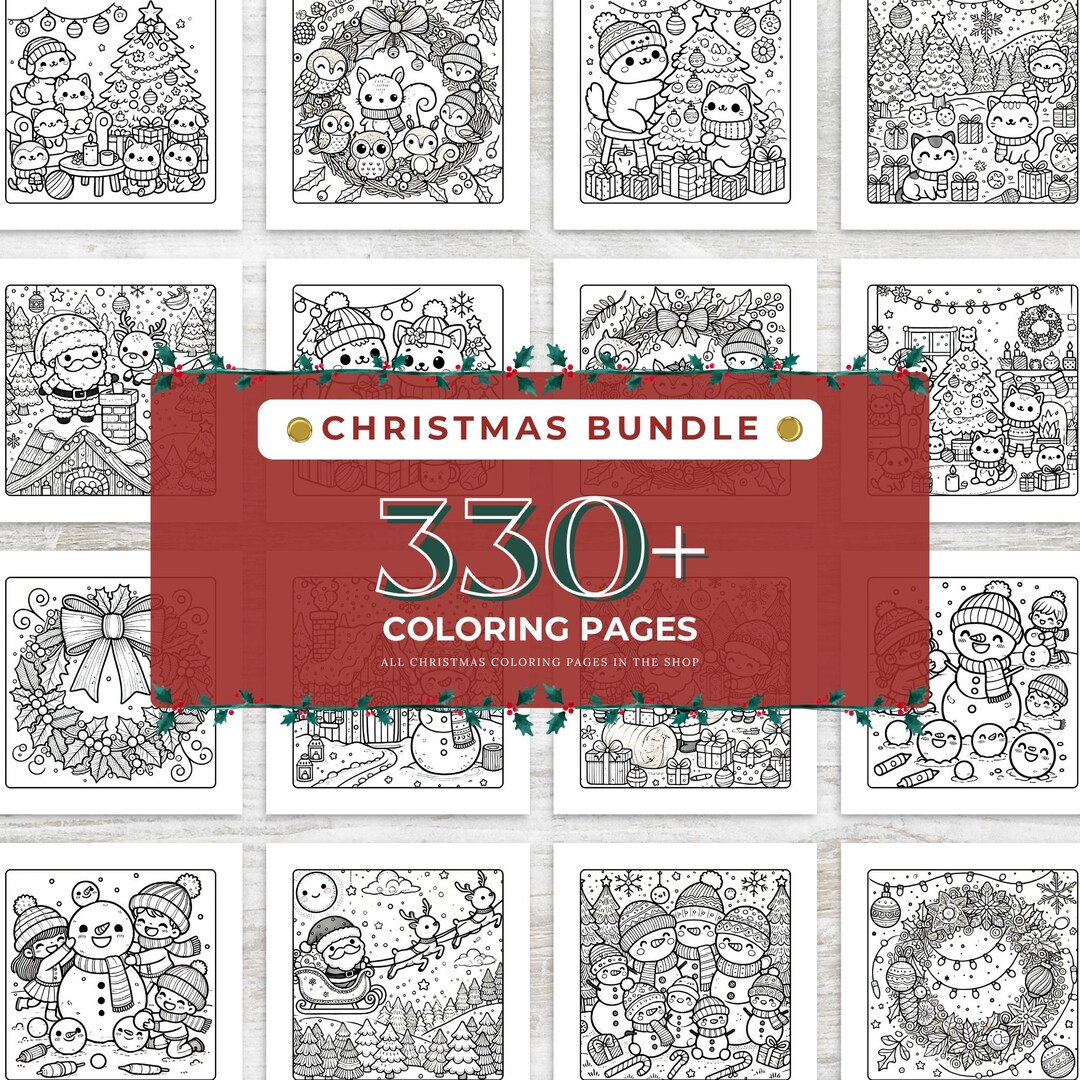 Christmas Coloring Pages BUNDLE for Relaxing, Coloring Book, Printable ...