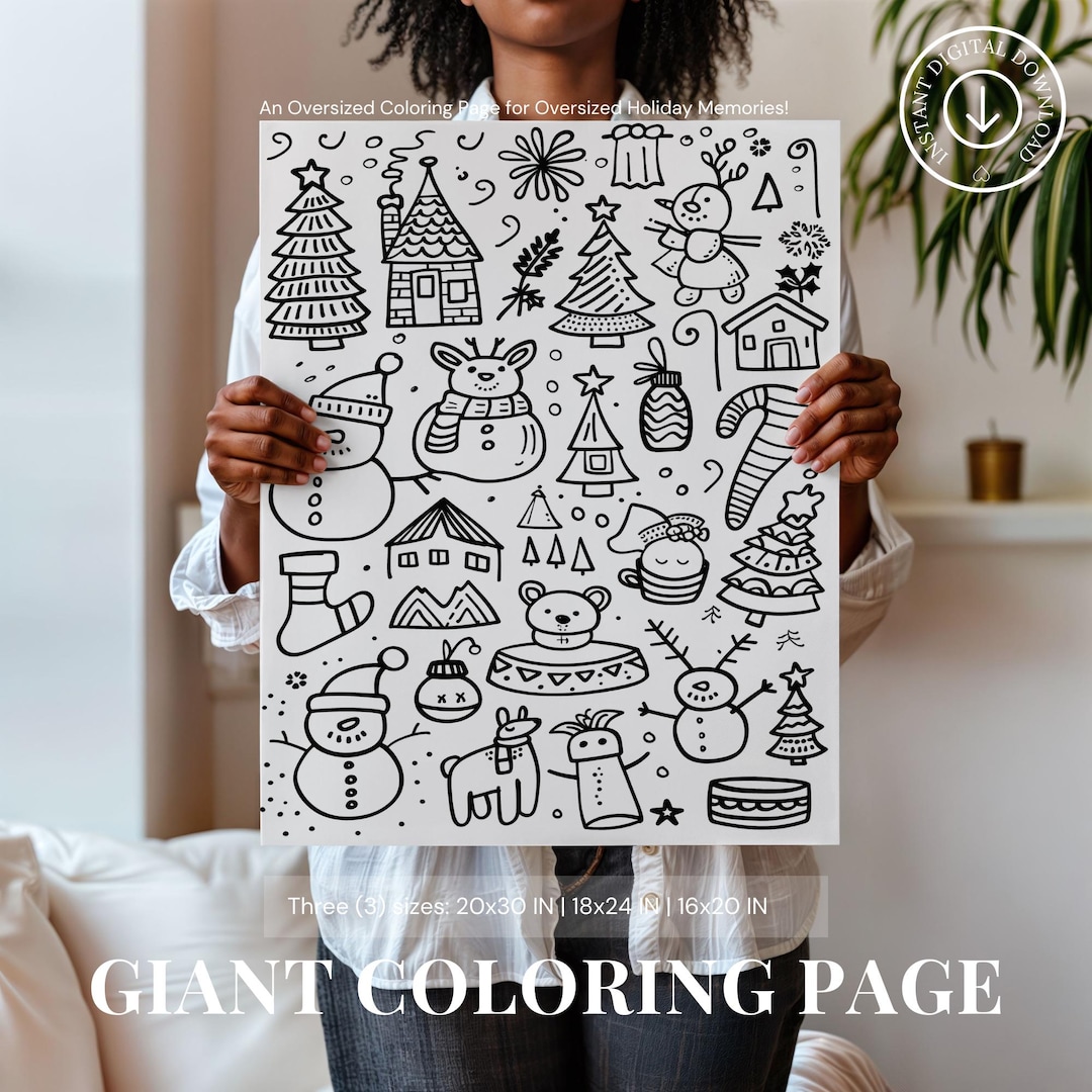 Christmas Giant Color Poster, Christmas Coloring Poster, Large Coloring ...