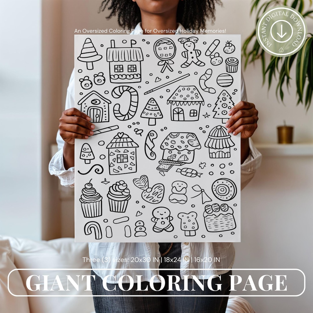 Christmas Giant Coloring Page, Christmas Coloring Poster, Large ...