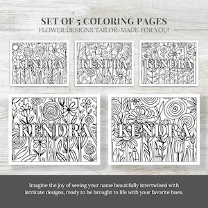 Printable Custom Name Coloring Page for Adults and Kids, Flower ...