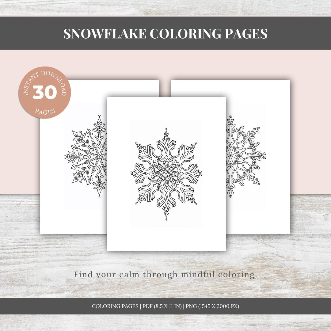 Frozen-style Snowflake Coloring Pages for Relaxing, Christmas Coloring ...