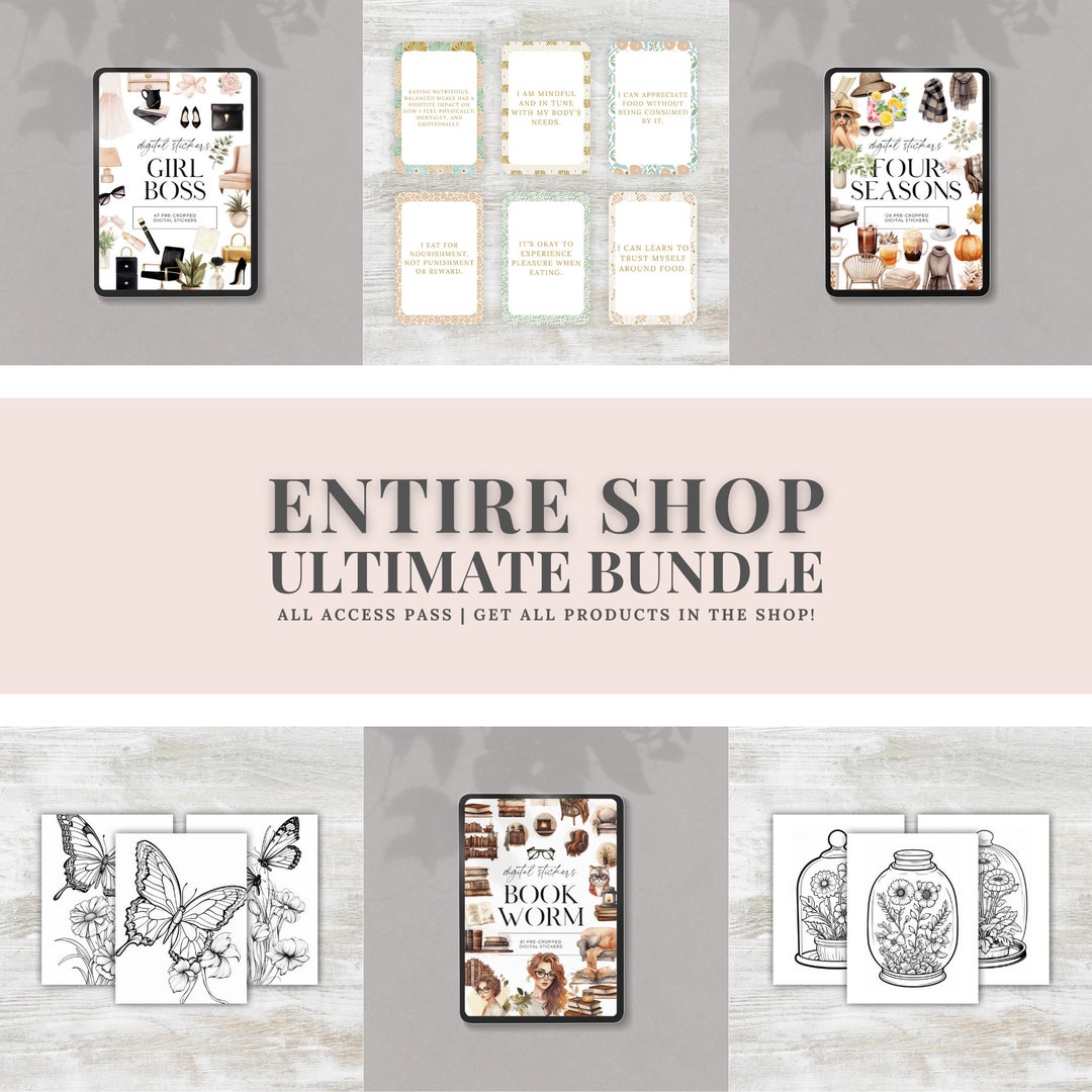 ENTIRE SHOP BUNDLE, All Access Pass, Affirmation Cards, Coloring Pages ...