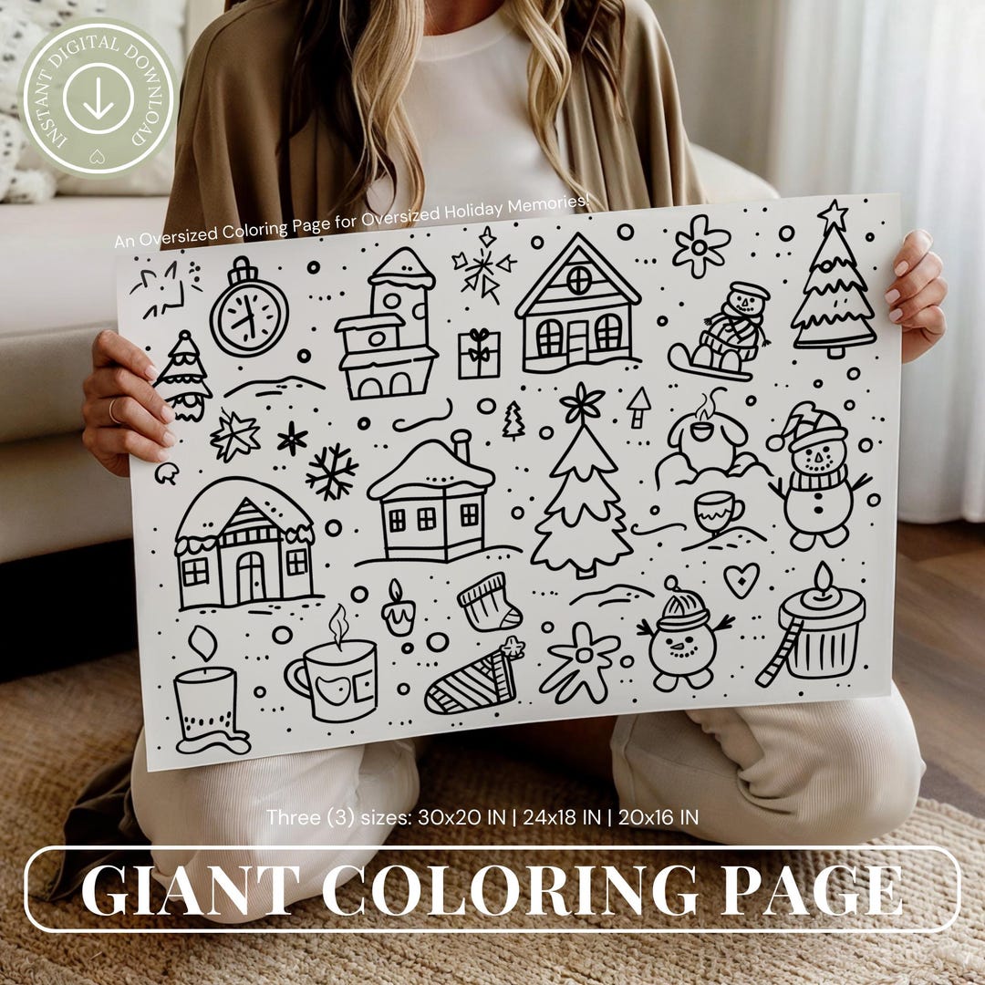 Christmas Giant Color Poster, Christmas Coloring Poster, Large Coloring ...
