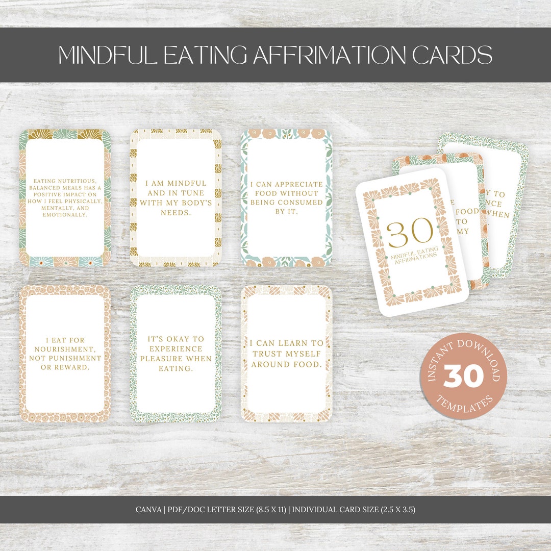 Mindful Eating Cards Printable PDF Intuitive Eating Healthy Eating Food ...