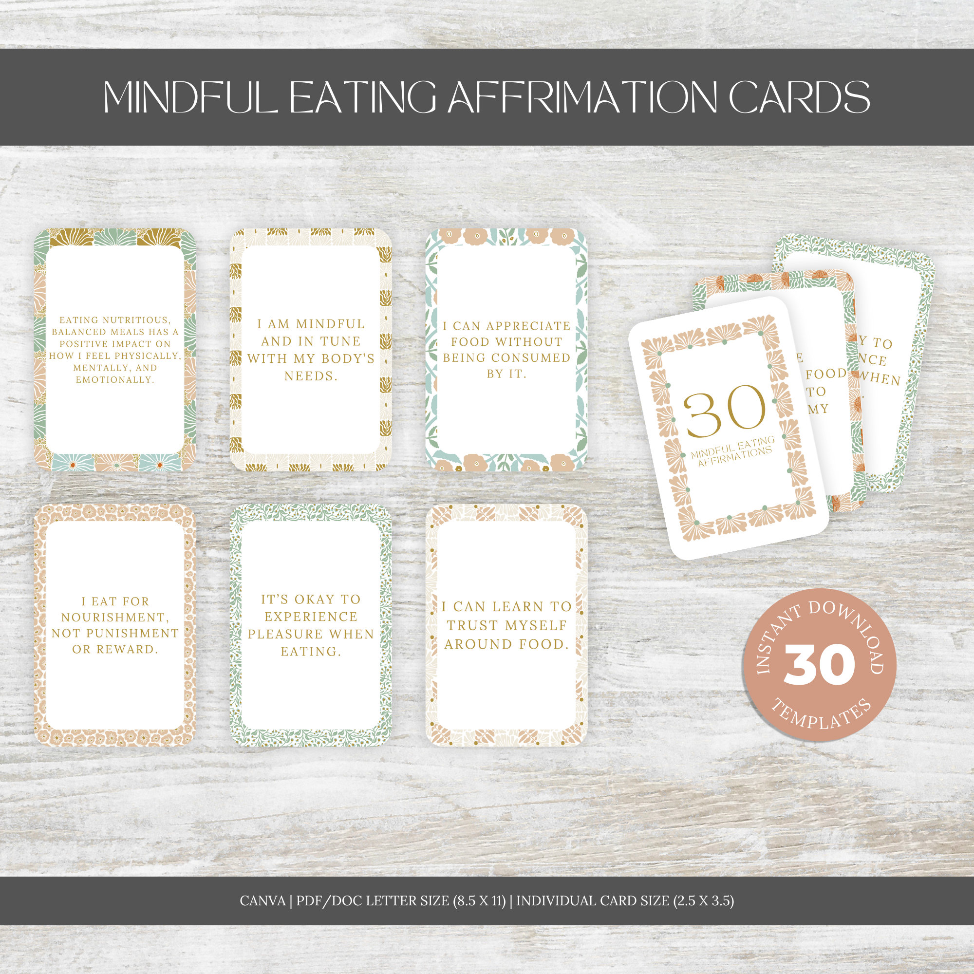 Mindful Eating Cards Printable PDF Intuitive Eating Healthy Eating Food ...