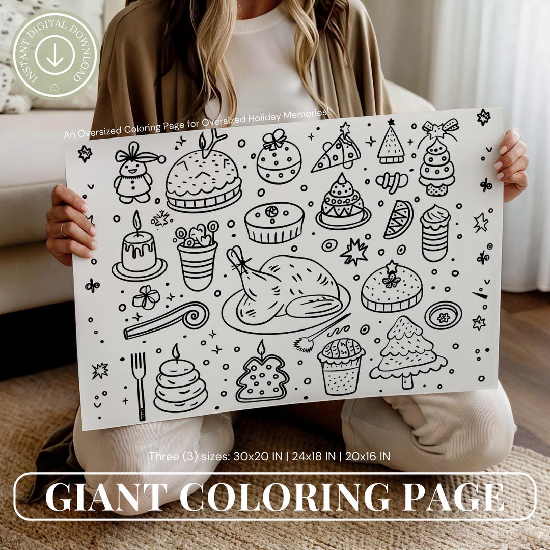 Giant Christmas Coloring Page, Christmas Coloring Poster, Large ...