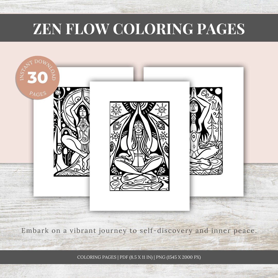 Zen Mindfulness Coloring Pages, Simple Coloring Book, Printable ...