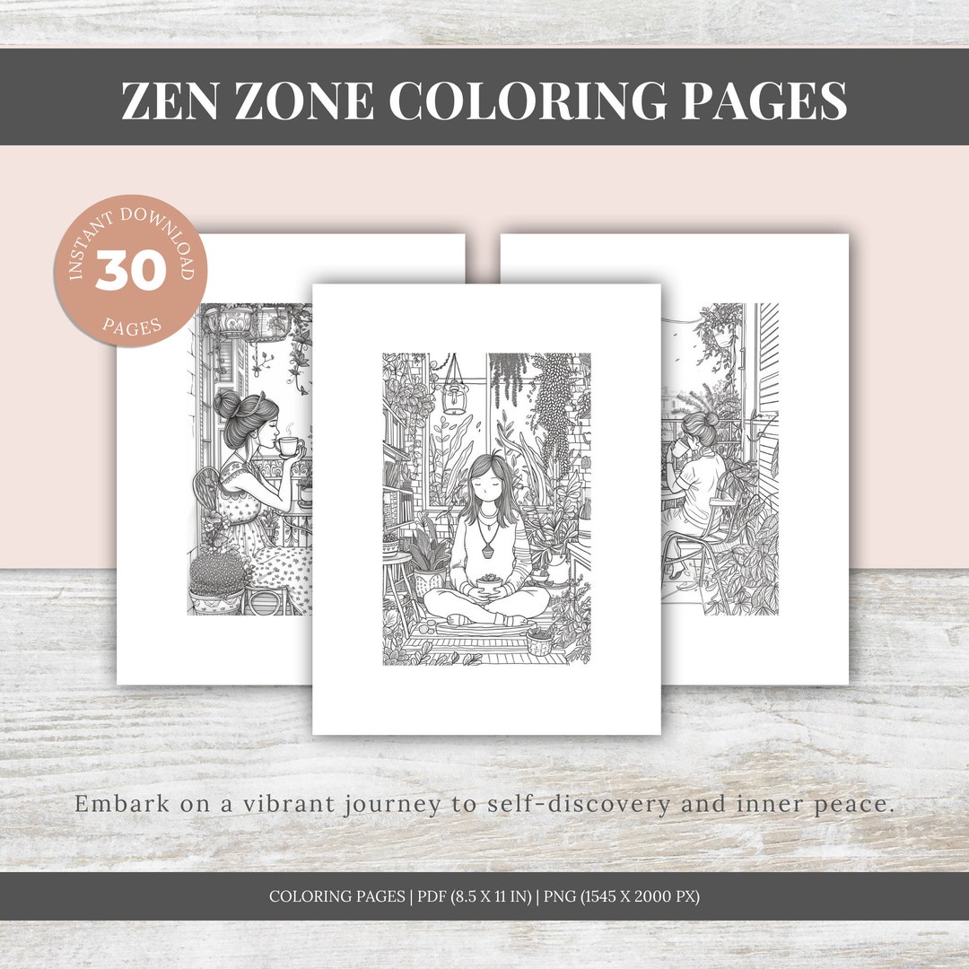 Zen Mindfulness Coloring Pages, Simple Coloring Book, Printable ...