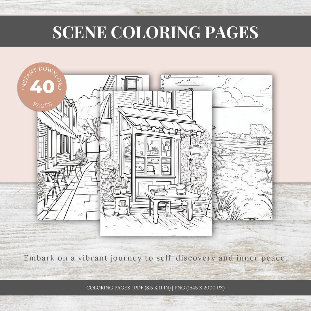 Landscape Coloring Pages, Simple Coloring Book, Printable Coloring ...