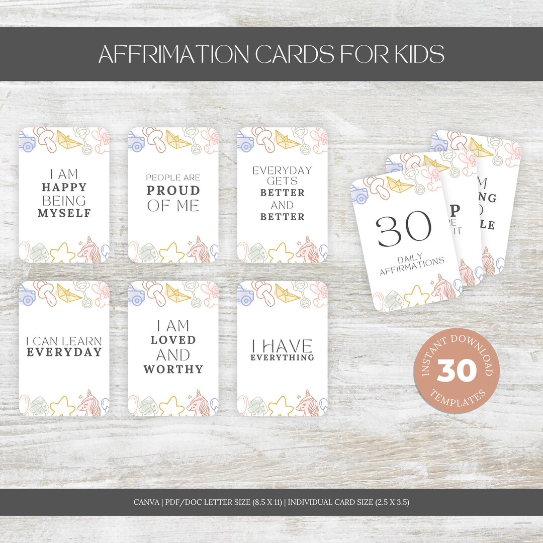 Affirmation Cards for Kids, Daily Affirmations Toddler, Affirmation ...