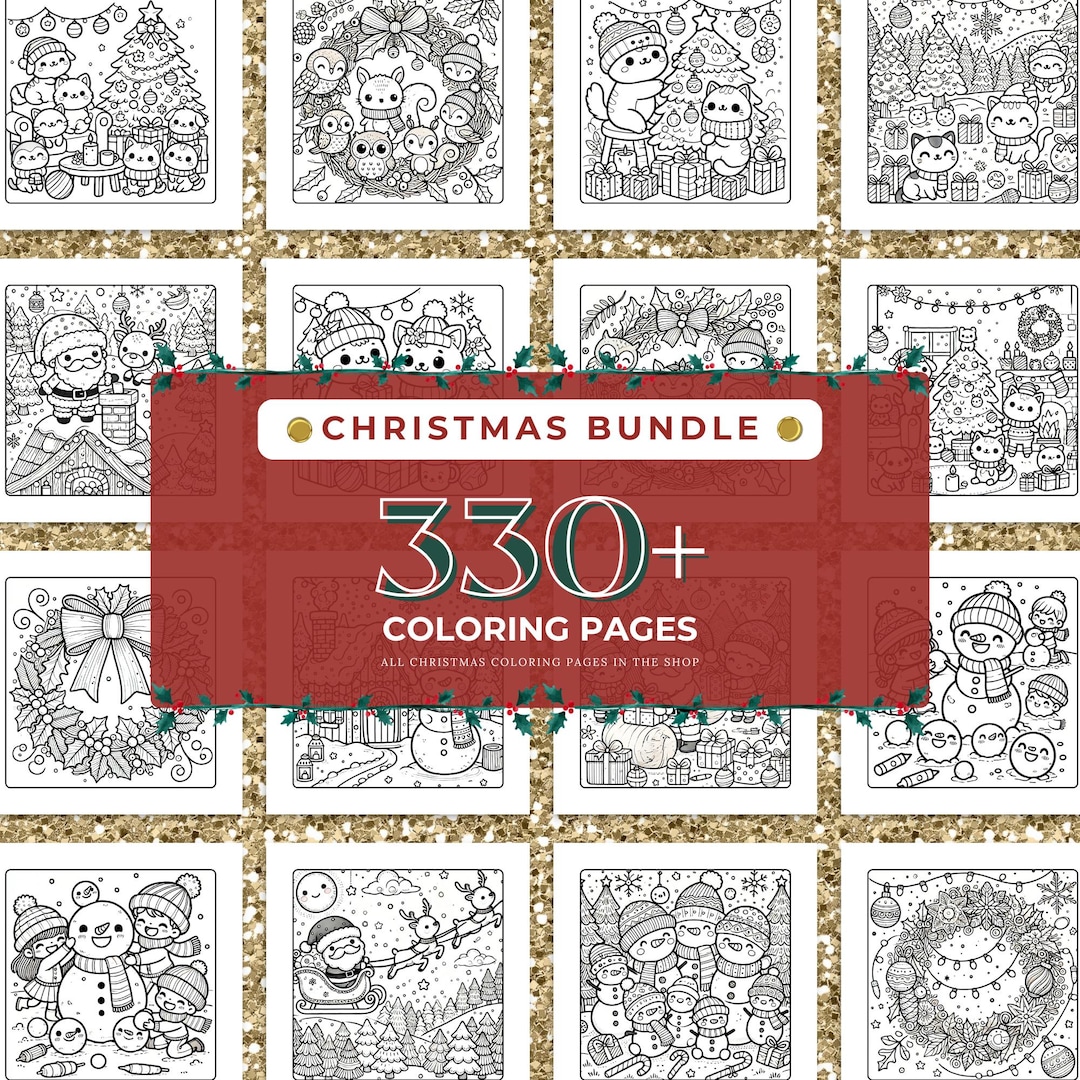 Christmas Coloring Pages BUNDLE for Relaxing, Coloring Book, Printable ...