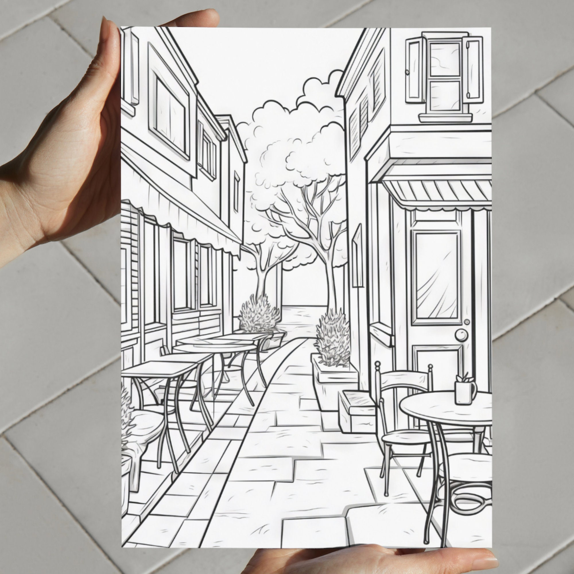 Landscape Coloring Pages, Simple Coloring Book, Printable Coloring ...