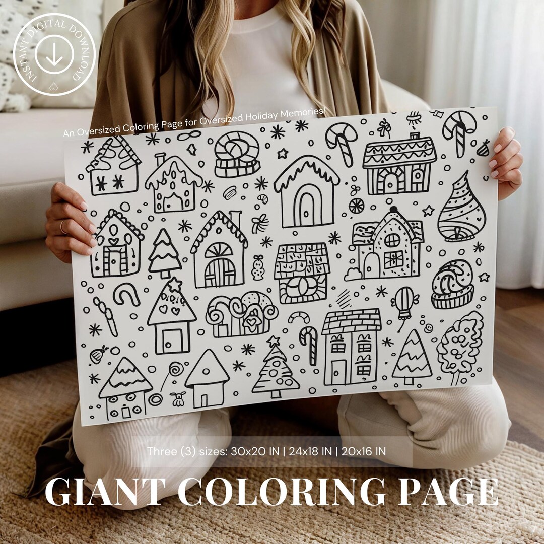 Christmas Giant Coloring Page, Christmas Coloring Poster, Large ...