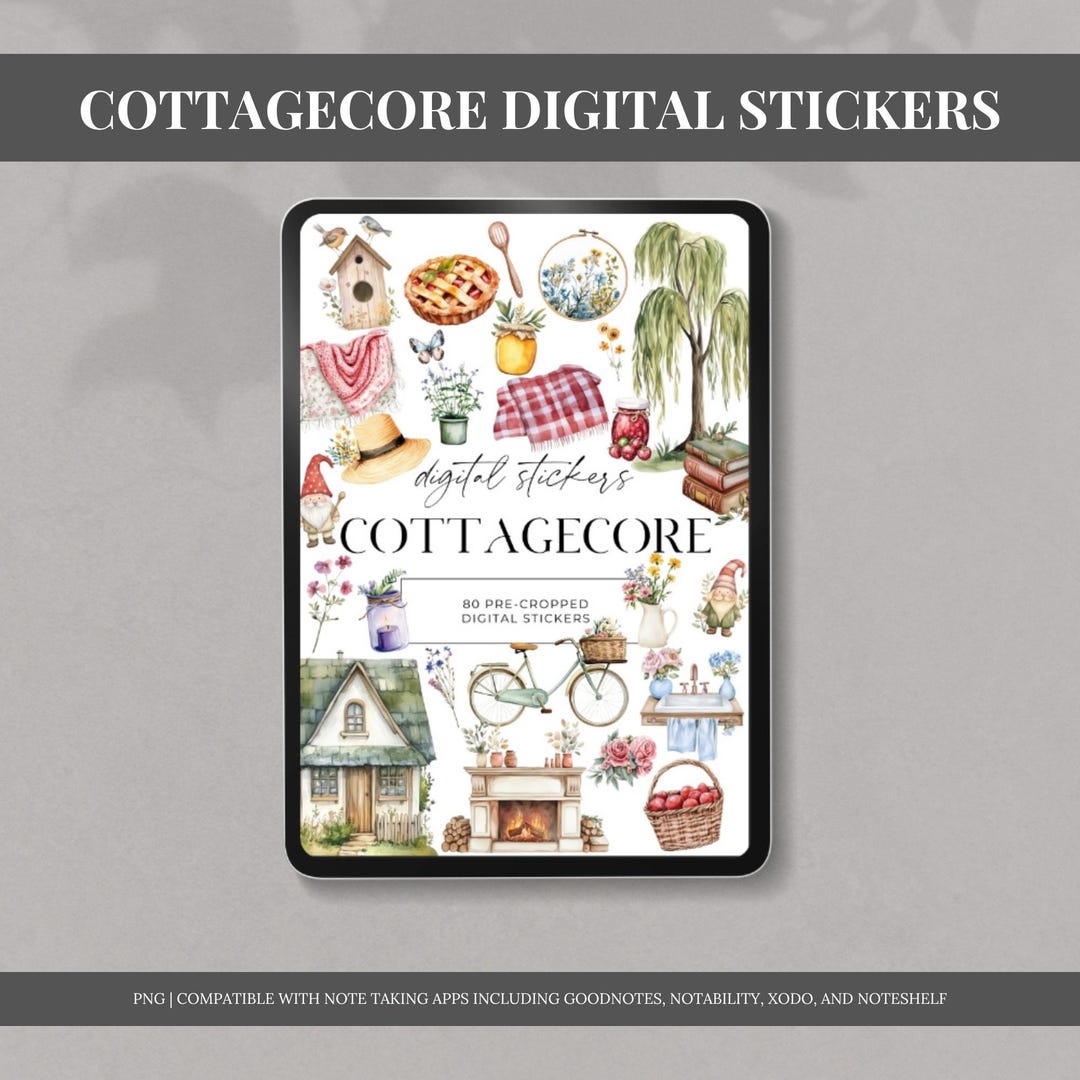 Cottagecore Digital Sticker Book Goodnotes Stickers for Daily Planner ...