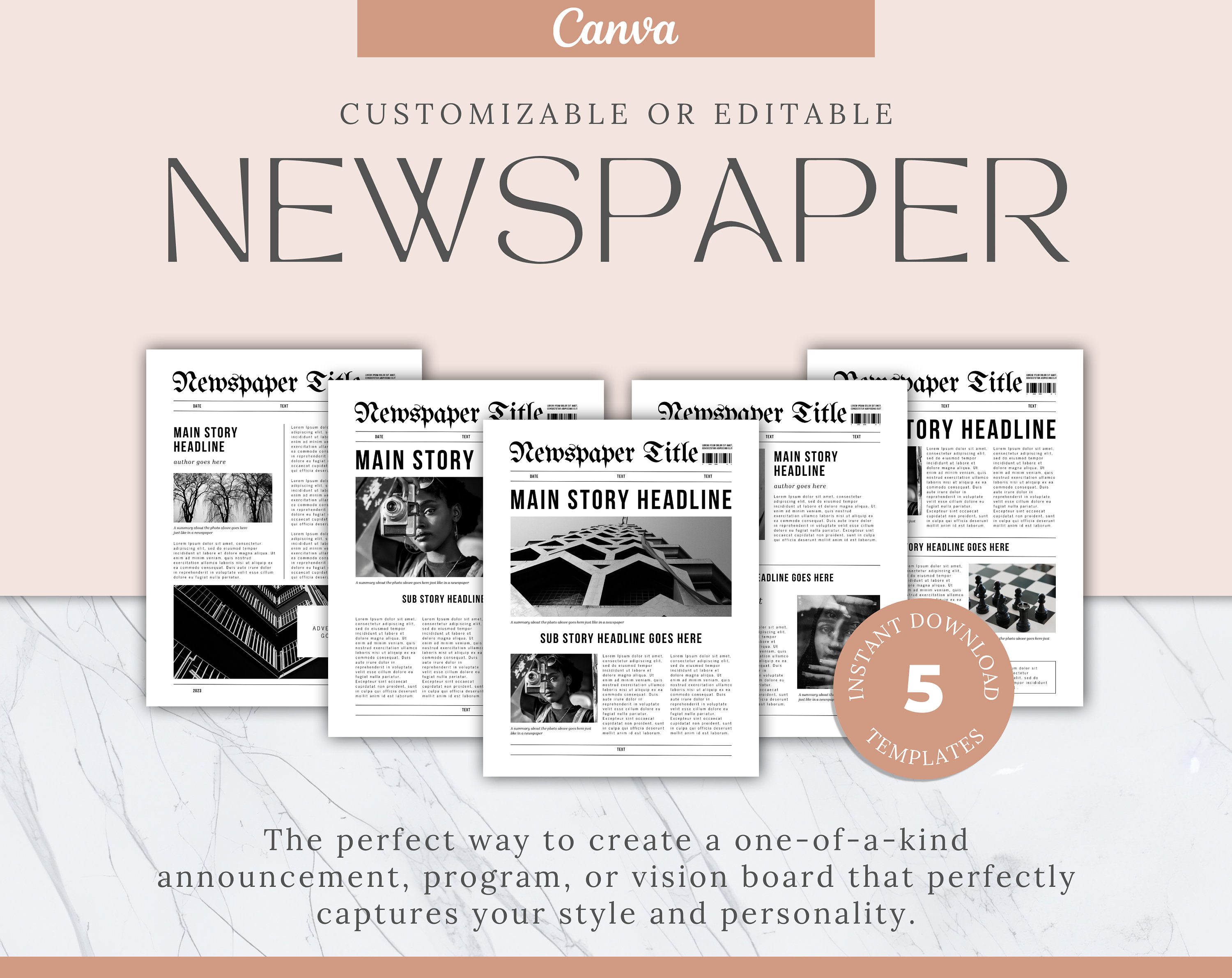 Editable Newspaper Canva Template Wedding Itinerary Template ...