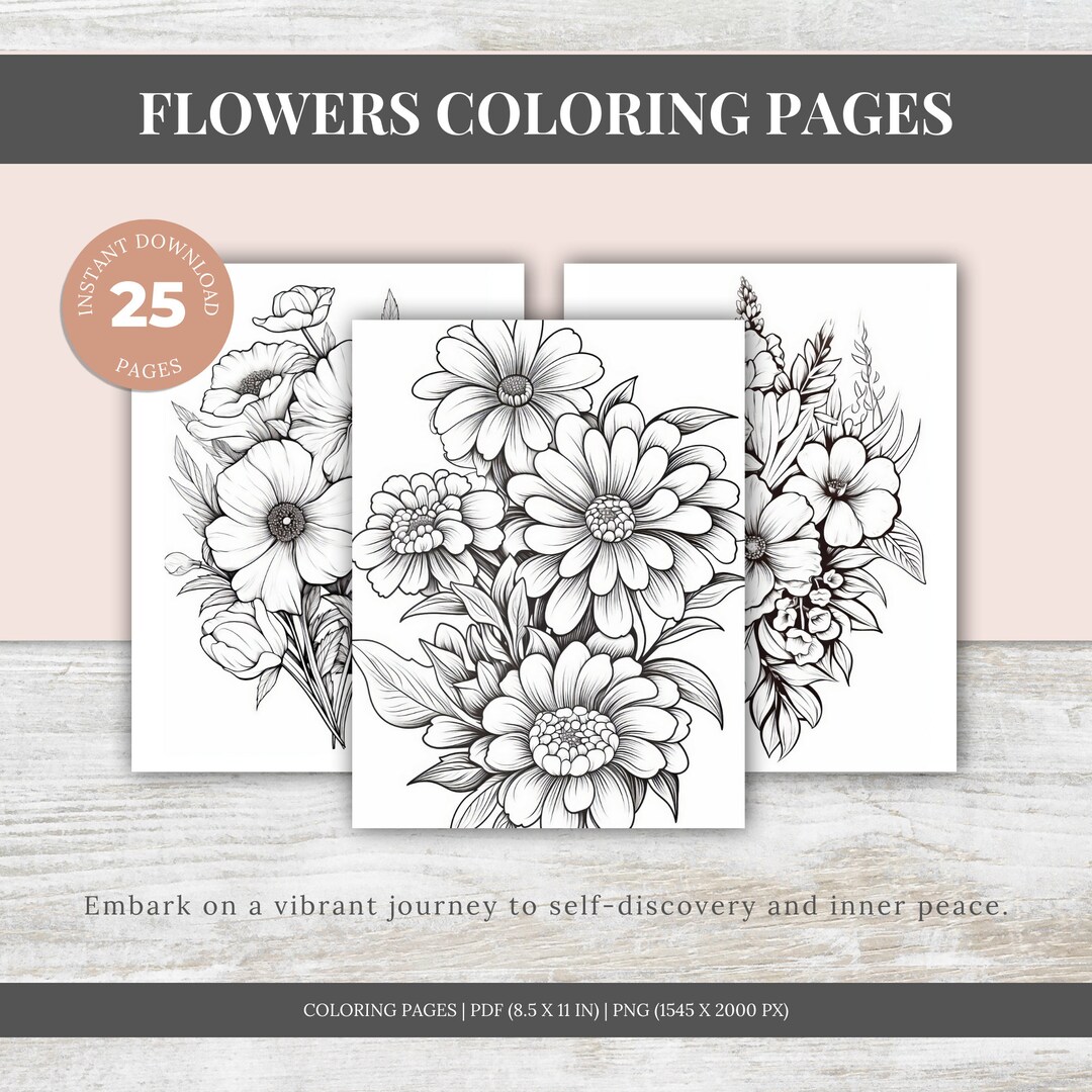 Flowers Coloring Pages, Simple Coloring Book, Printable Coloring Pages ...