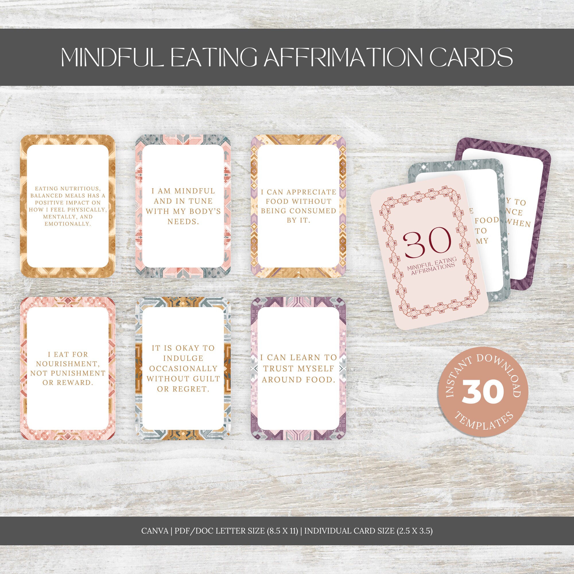 Mindful Eating Cards Printable PDF Intuitive Eating Healthy Eating Food ...