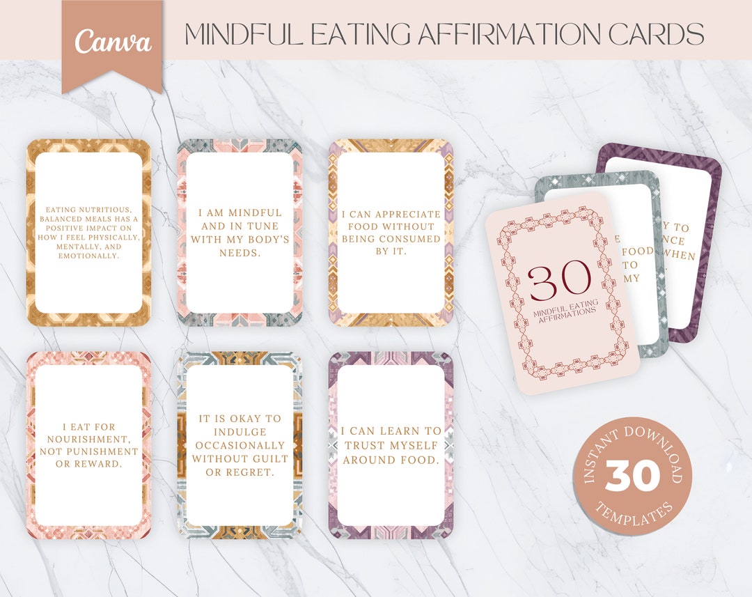 Intuitive Eating Cards Printable PDF Mindful Eating Healthy Eating Food ...
