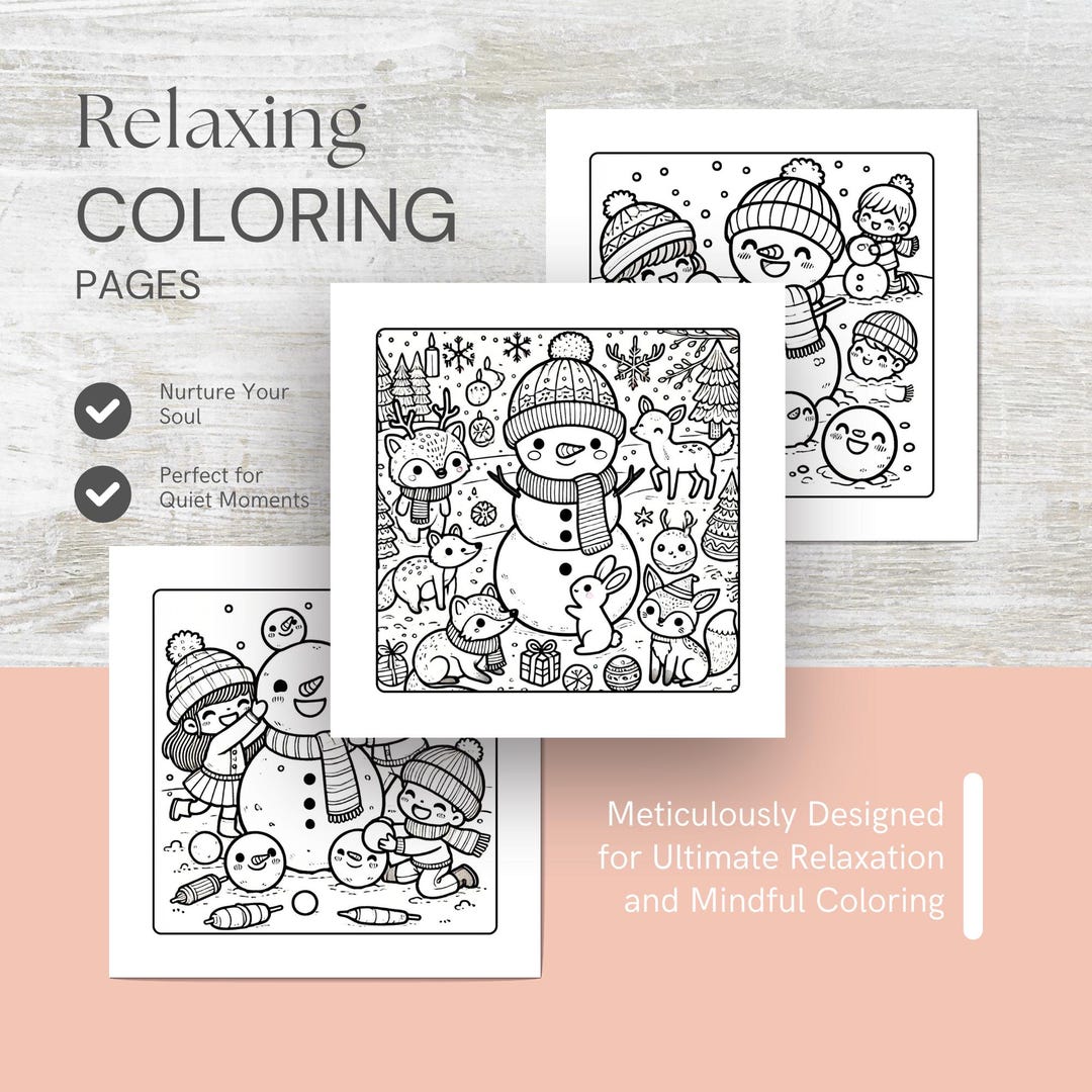 Snowman Christmas Coloring Pages for Relaxing, Coloring Book, Printable ...