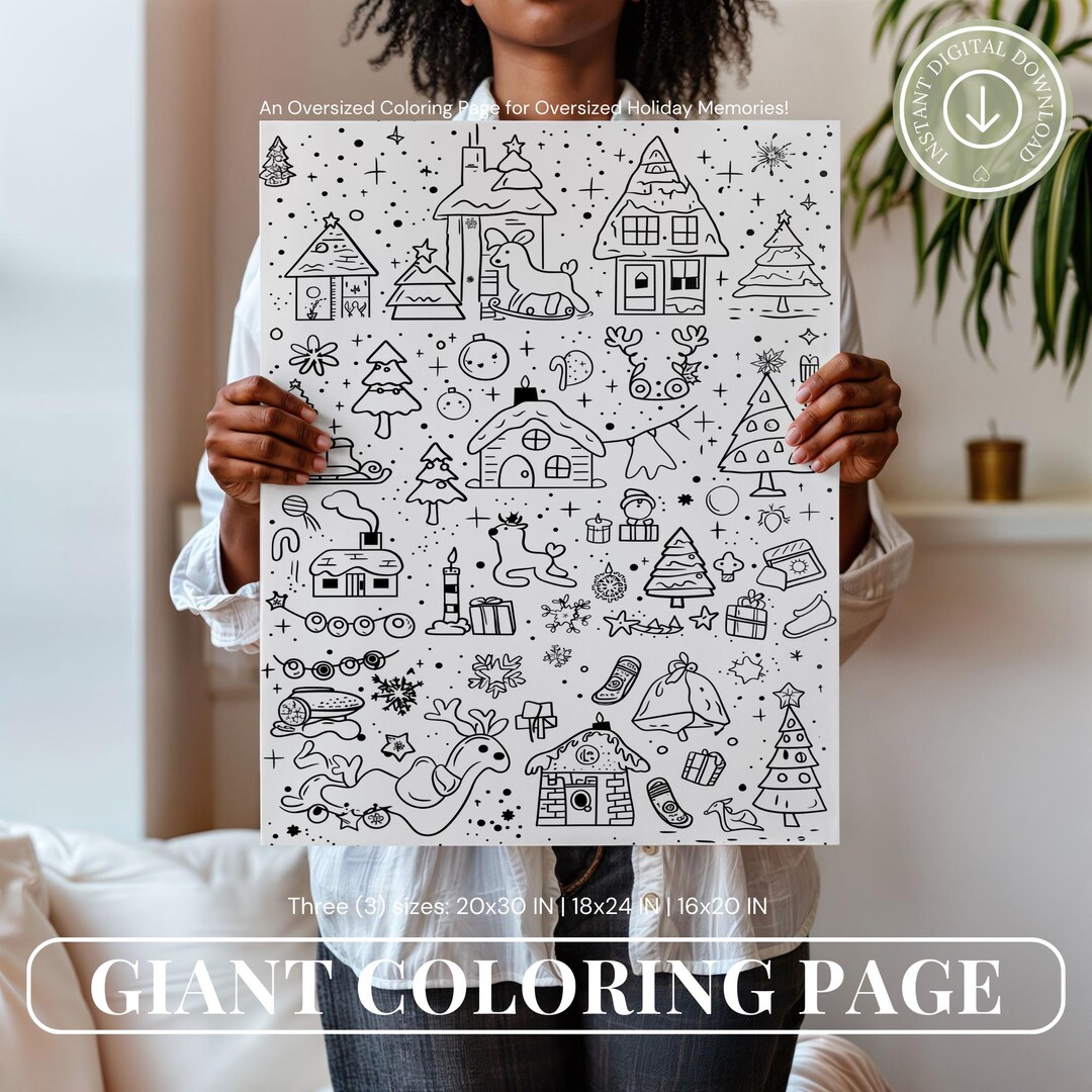 Christmas Giant Color Poster, Christmas Coloring Poster, Large Coloring ...