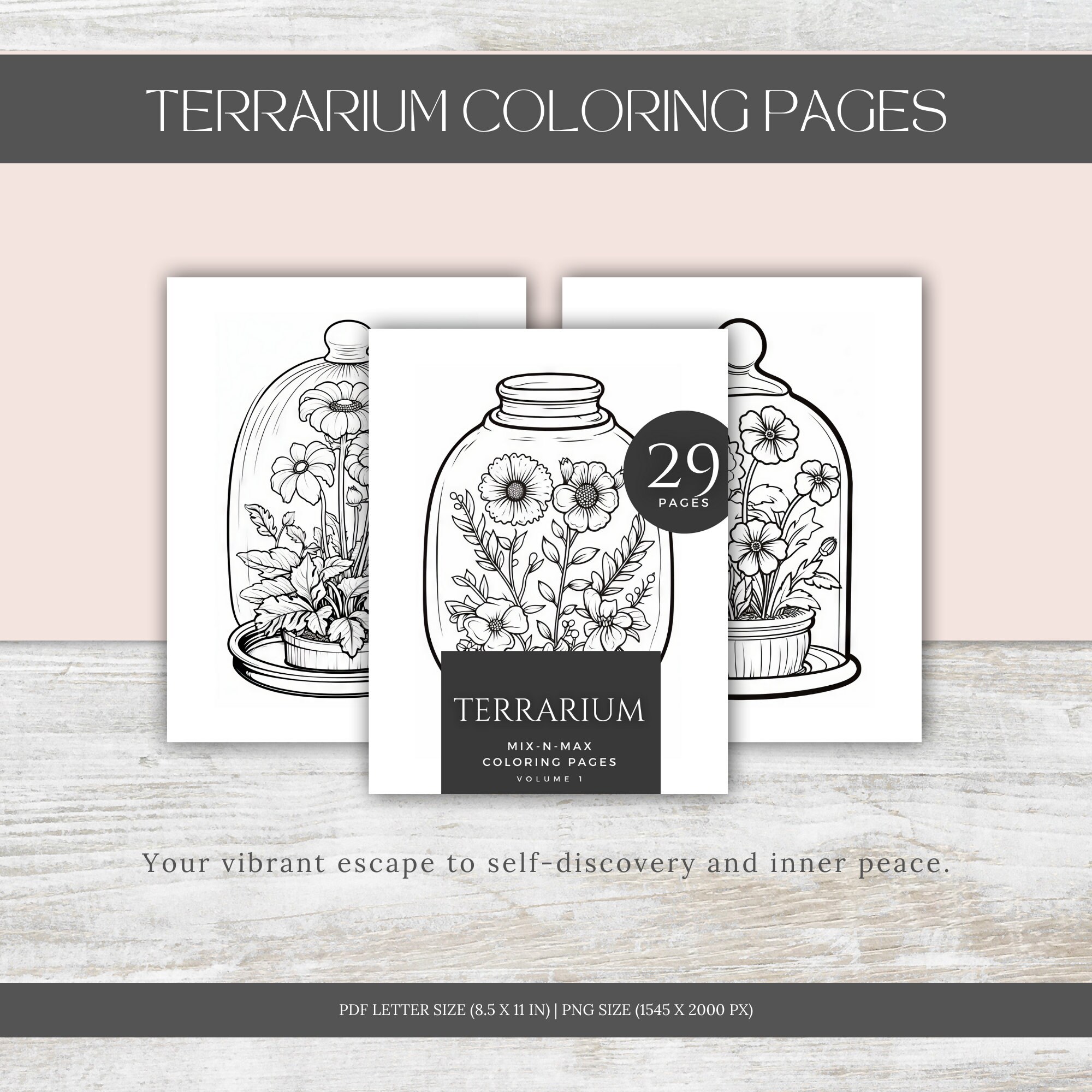 Terrarium Coloring Pages, Simple Coloring Book, Printable Coloring ...