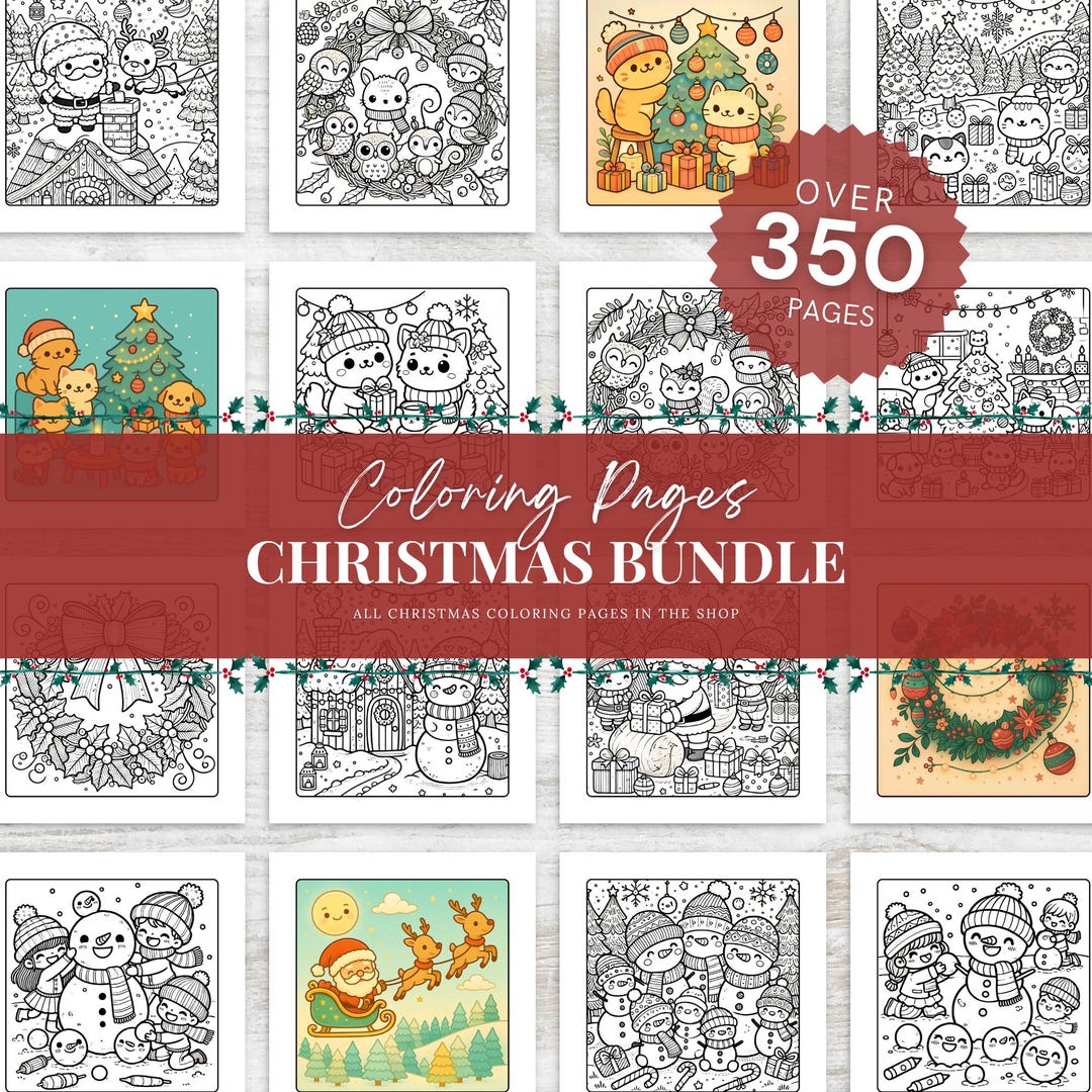 Christmas Coloring Pages BUNDLE for Relaxing, Coloring Book, Printable ...