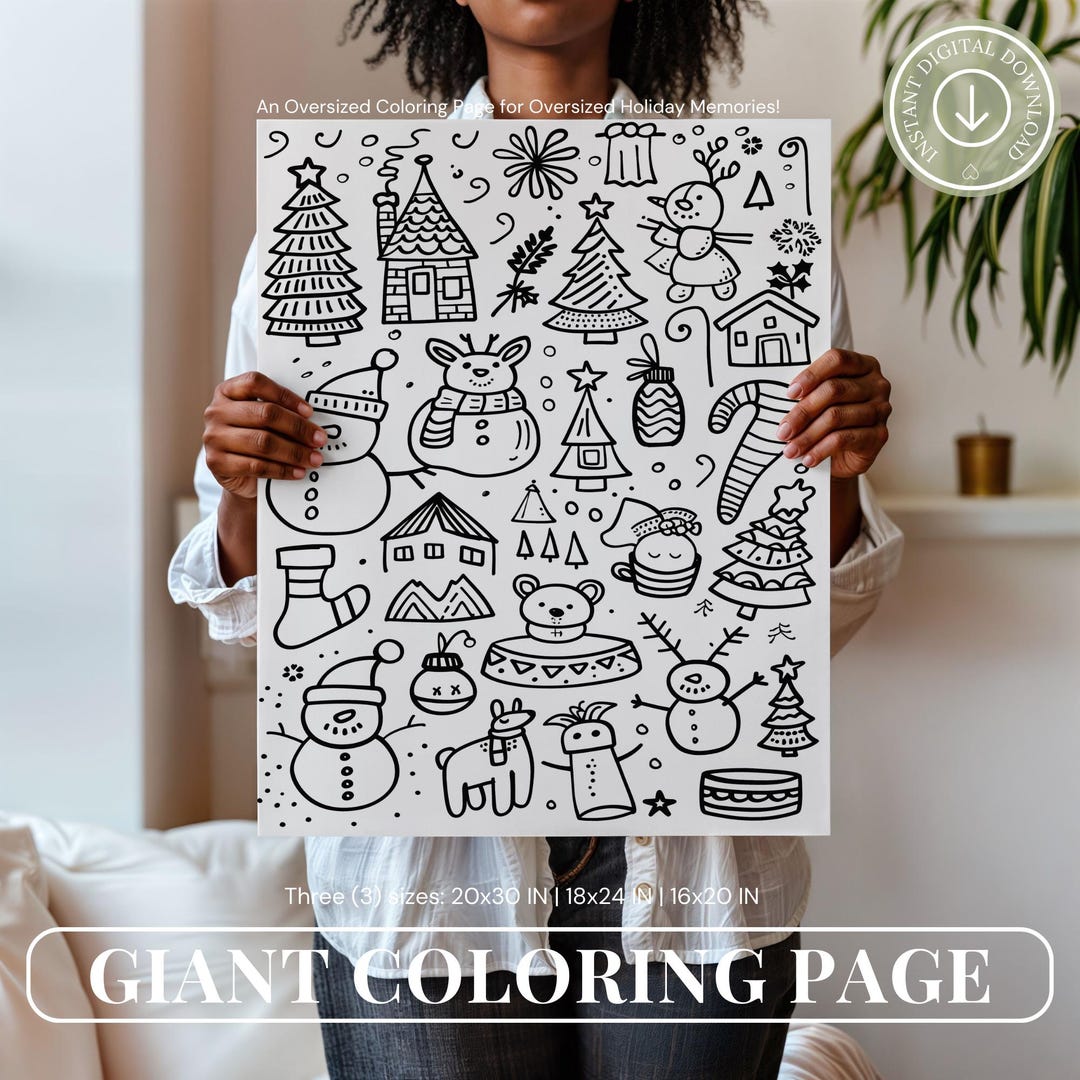 Giant Christmas Coloring Page, Christmas Coloring Poster, Large ...