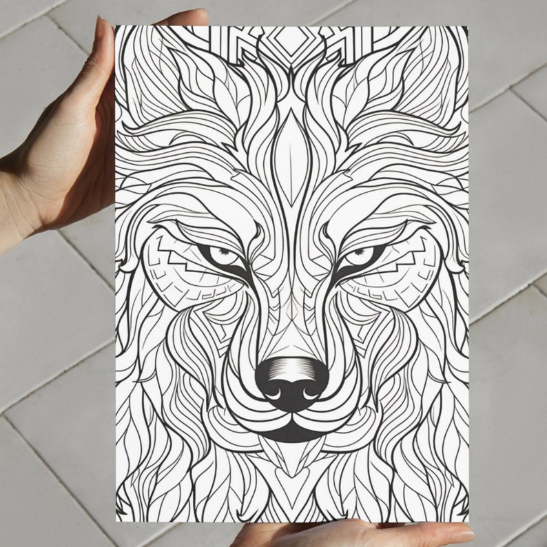 Mindfulness Wolves Coloring Pages, Simple Coloring Book, Printable ...