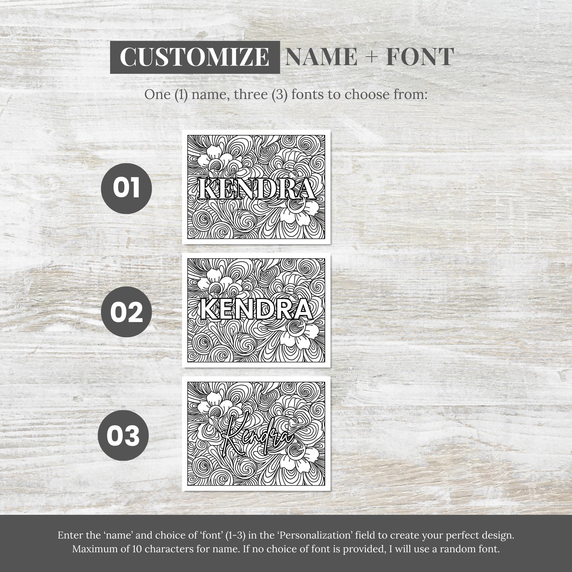 Printable Custom Name Coloring Page for Adults and Kids, Flower ...
