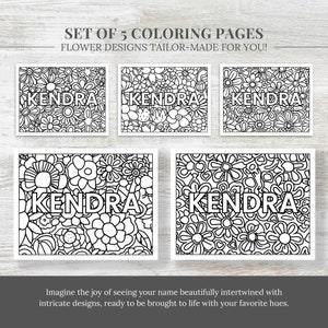 Printable Custom Name Coloring Page for Adults and Kids, Flower ...