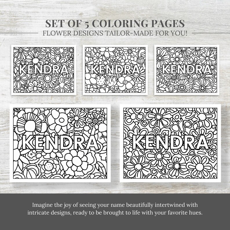 Printable Custom Name Coloring Page for Adults and Kids, Flower ...