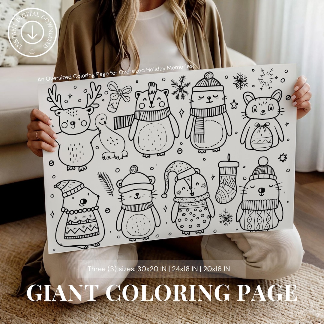 Christmas Giant Coloring Page, Christmas Coloring Poster, Large ...
