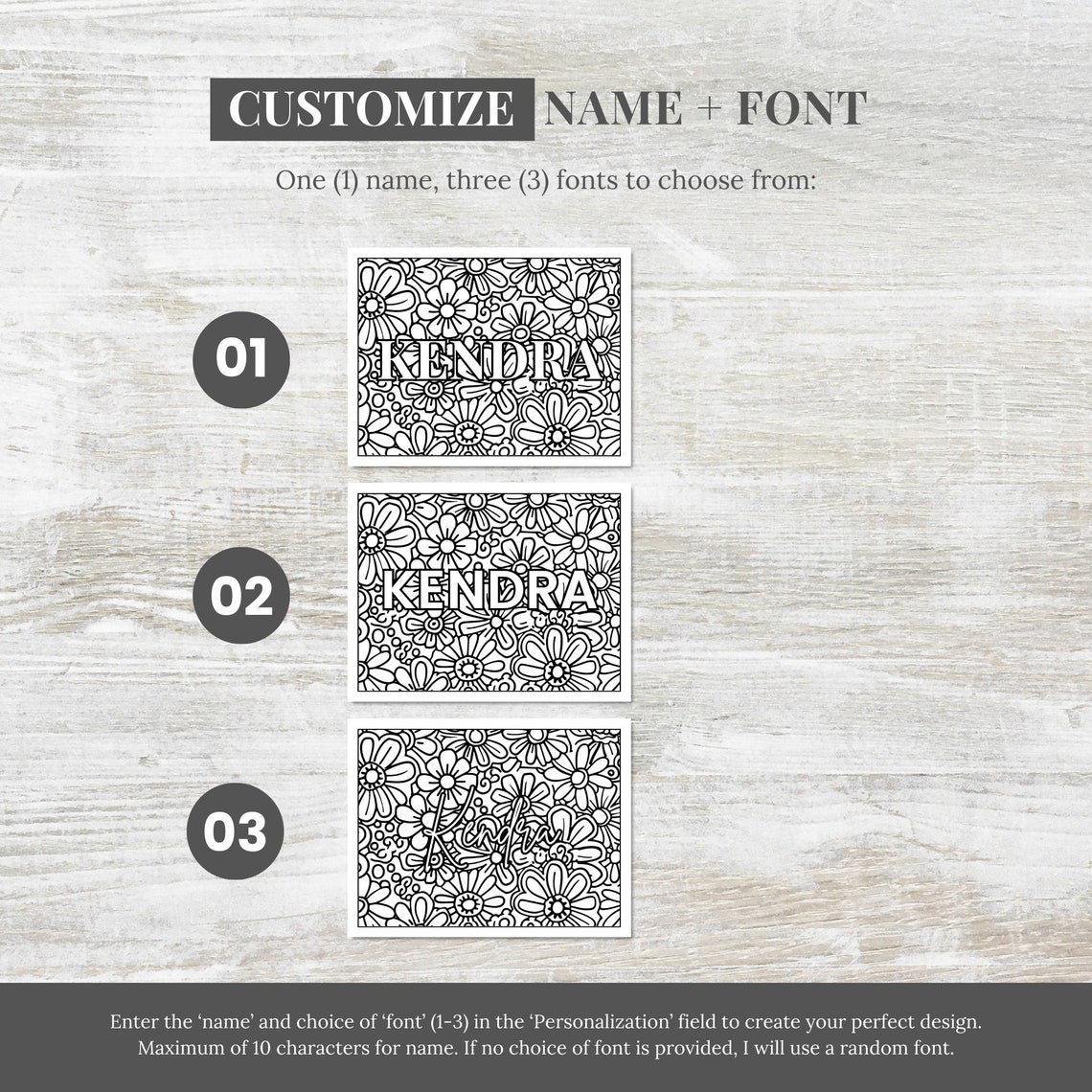 Printable Custom Name Coloring Page for Adults and Kids, Flower ...