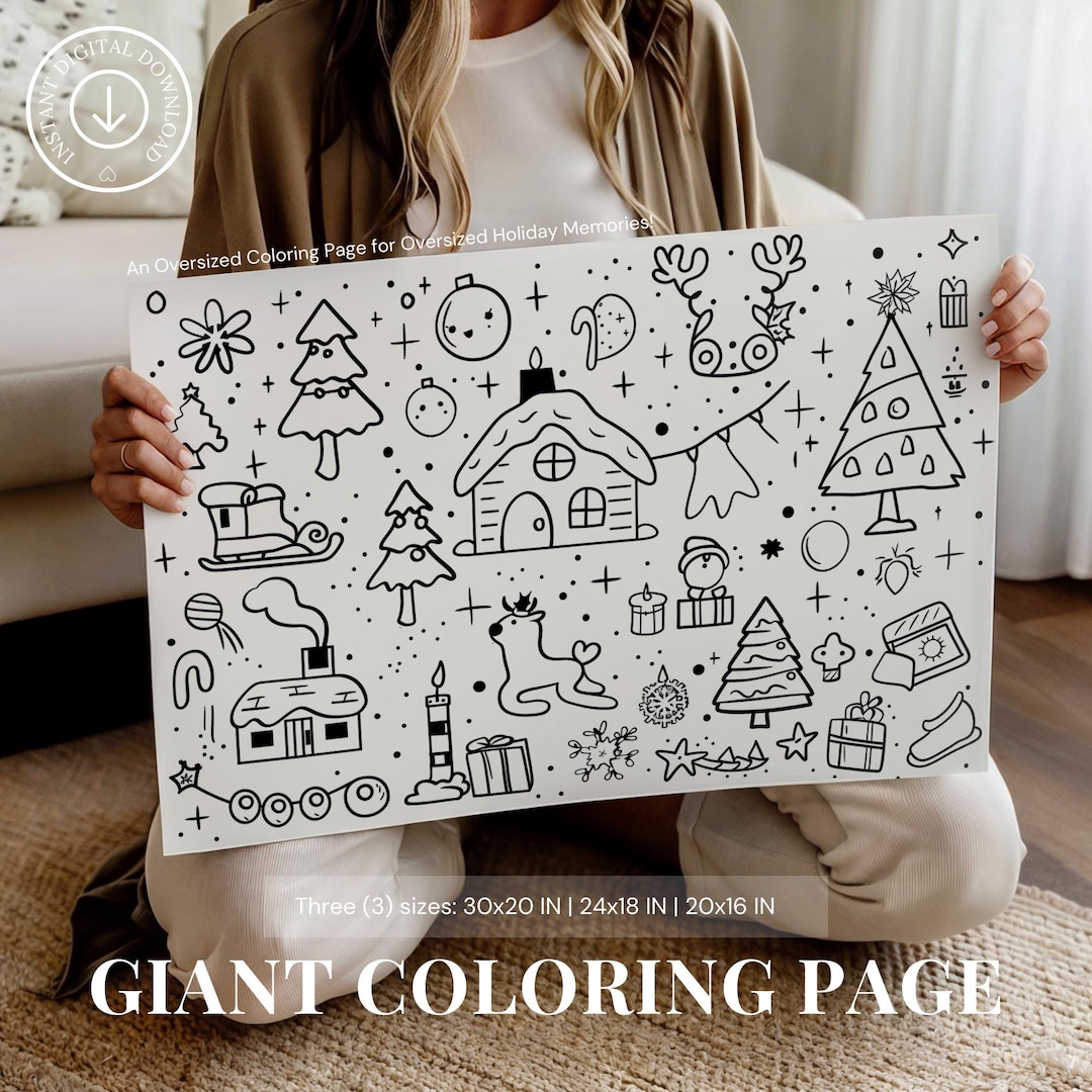 Christmas Giant Coloring Page, Christmas Coloring Poster, Large ...
