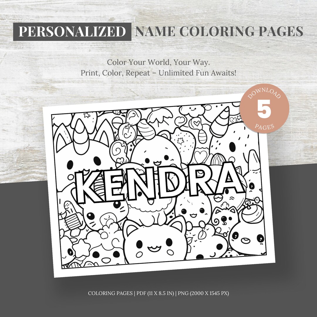 Printable Custom Name Coloring Page for Adults and Kids, Kawaii ...