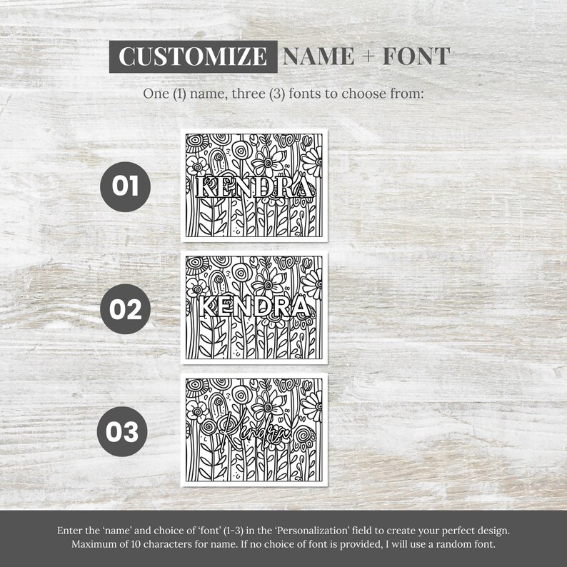 Printable Custom Name Coloring Page for Adults and Kids, Flower ...