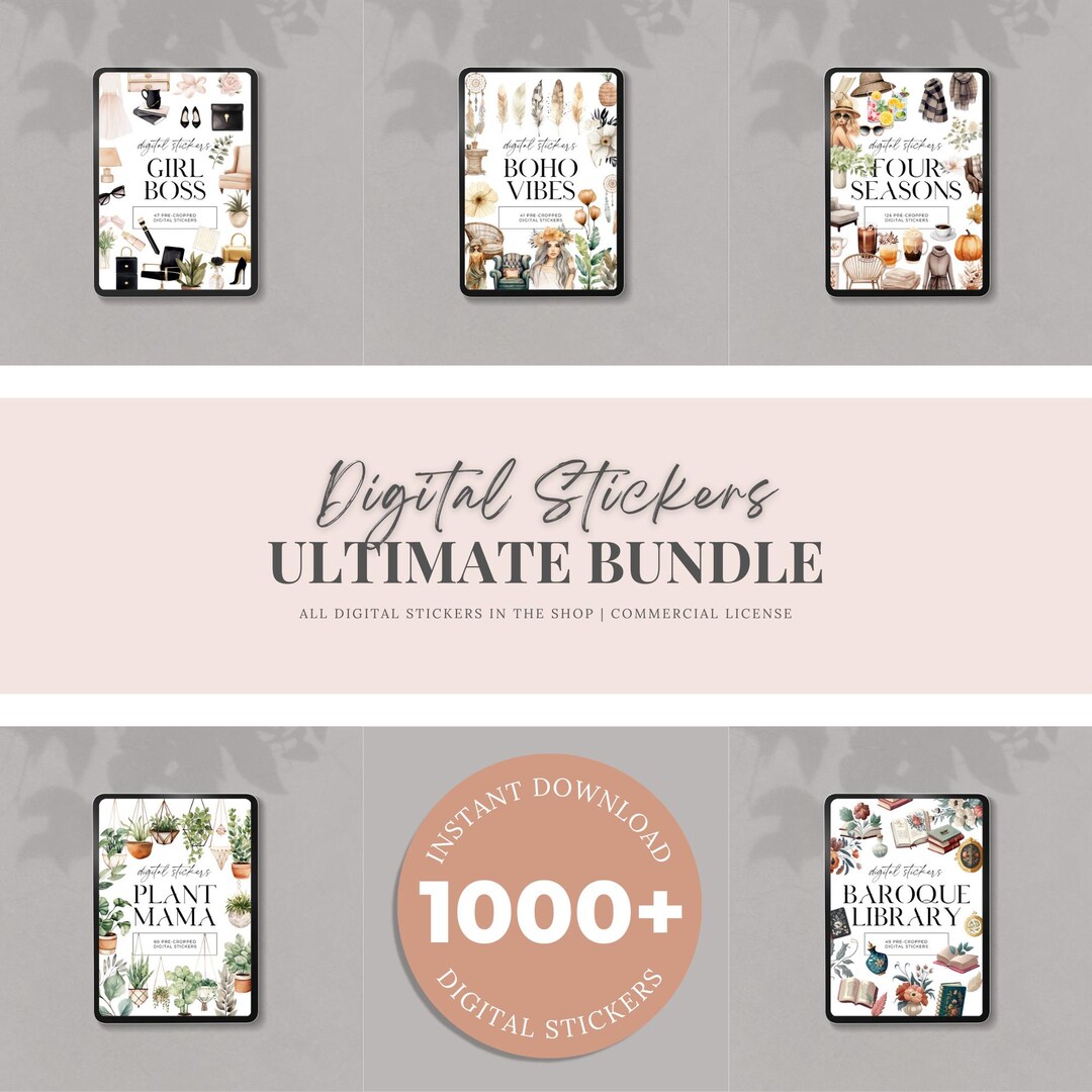 Digital Sticker Book BUNDLE Aesthetic Stickers for Daily Planner or ...