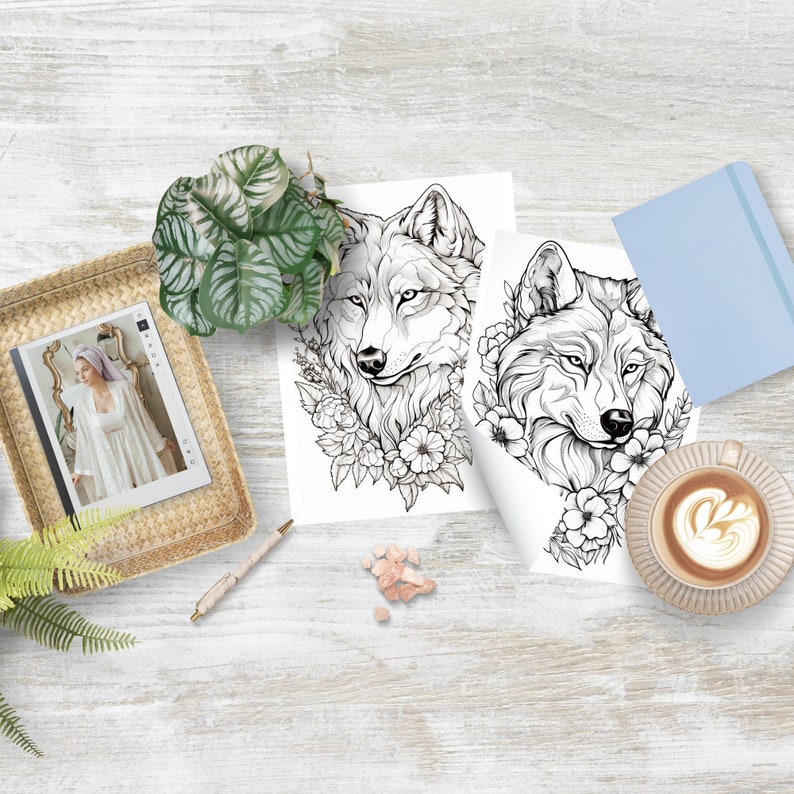 Mindfulness Wolves Coloring Pages, Simple Coloring Book, Printable ...