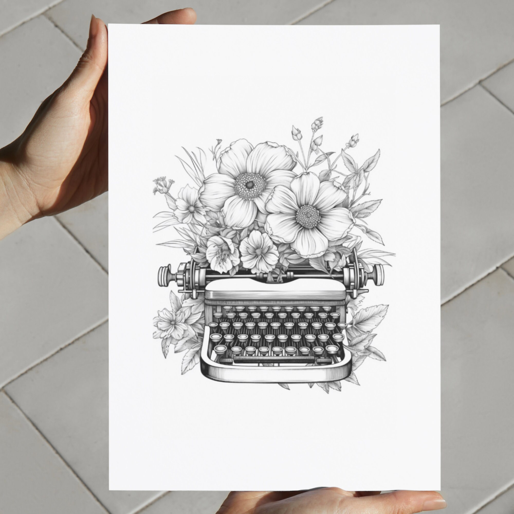 Vintage Flower Coloring Pages, Simple Coloring Book, Printable Coloring ...