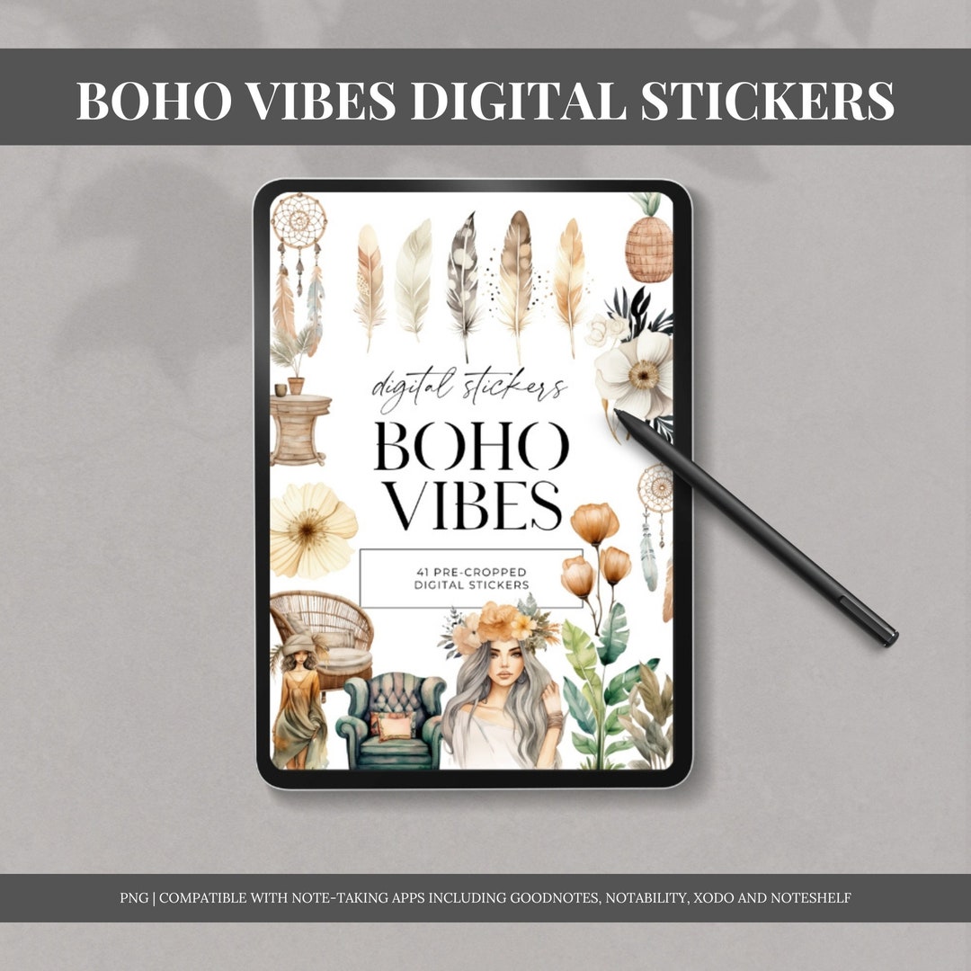 Boho Digital Sticker Book Aesthetic Stickers for Daily Planner or Self ...
