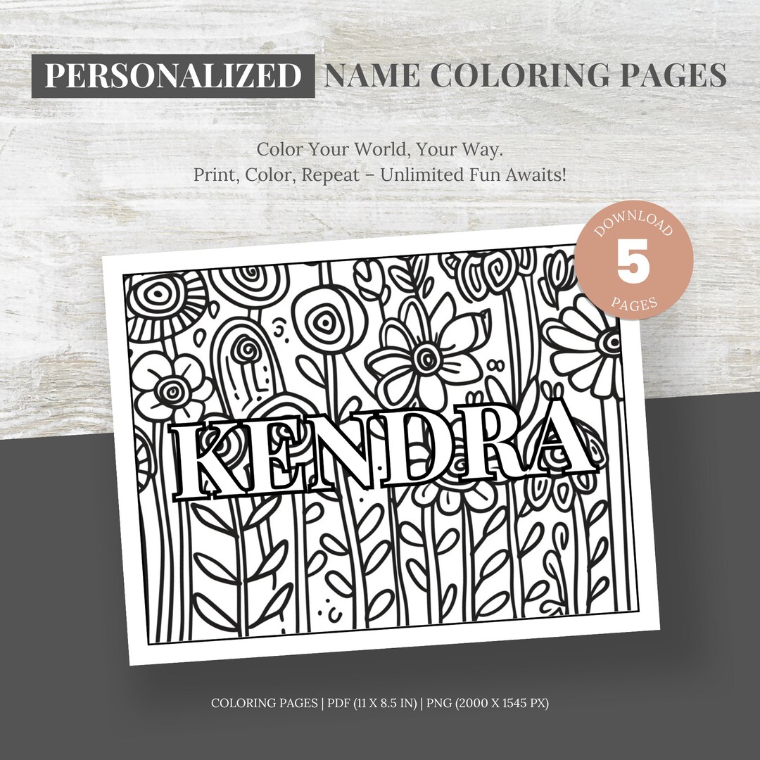 Printable Custom Name Coloring Page for Adults and Kids, Flower ...