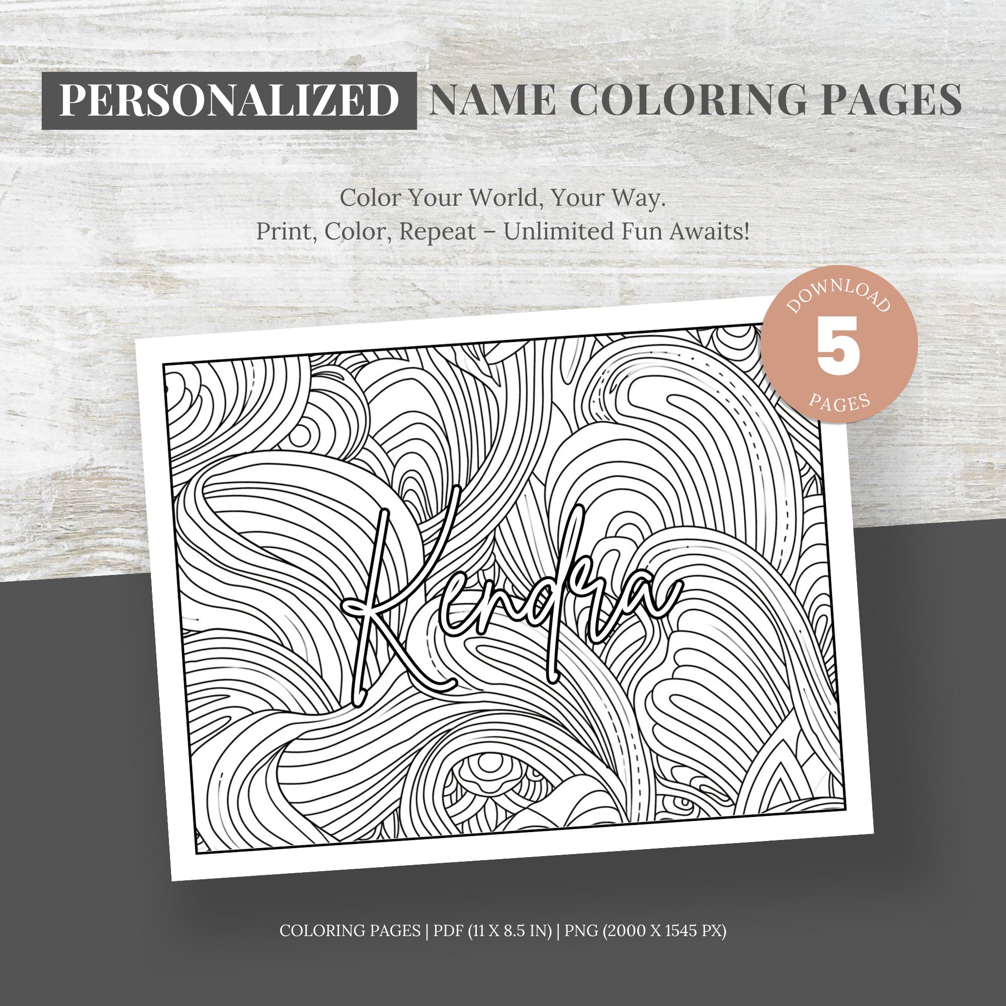 Printable Custom Name Coloring Page for Adults and Kids, Intricate ...