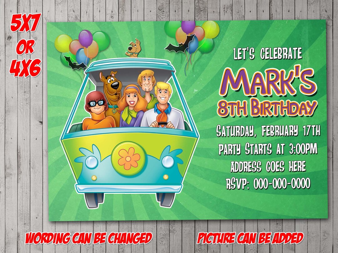 Scooby Doo Digital Party Invitation, Invite, Flyer, Thank You Card ...