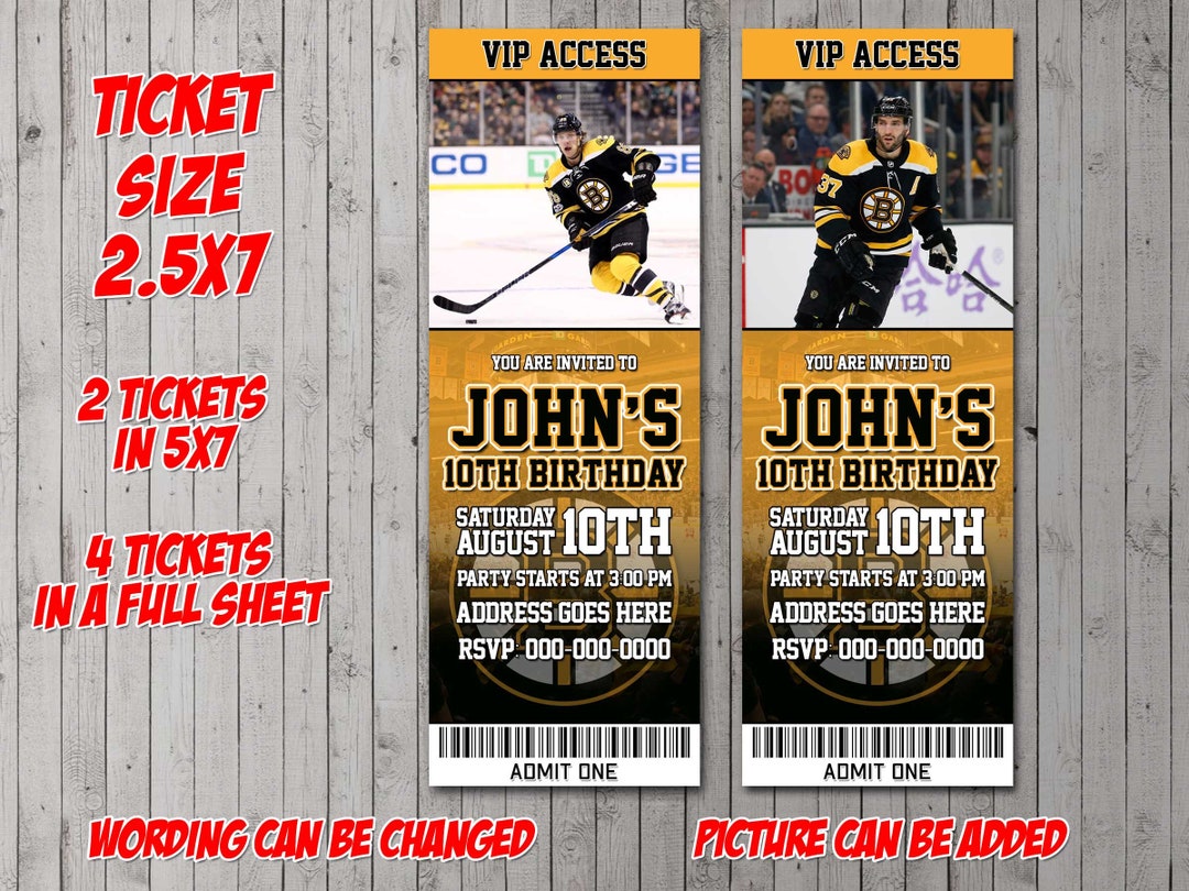 Boston Bruins Digital Ticket Party Invitation, Invite, Flyer, Thank You ...