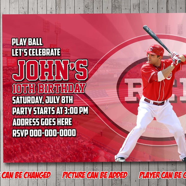 Cincinnati Reds Birthday Invitation - Etsy