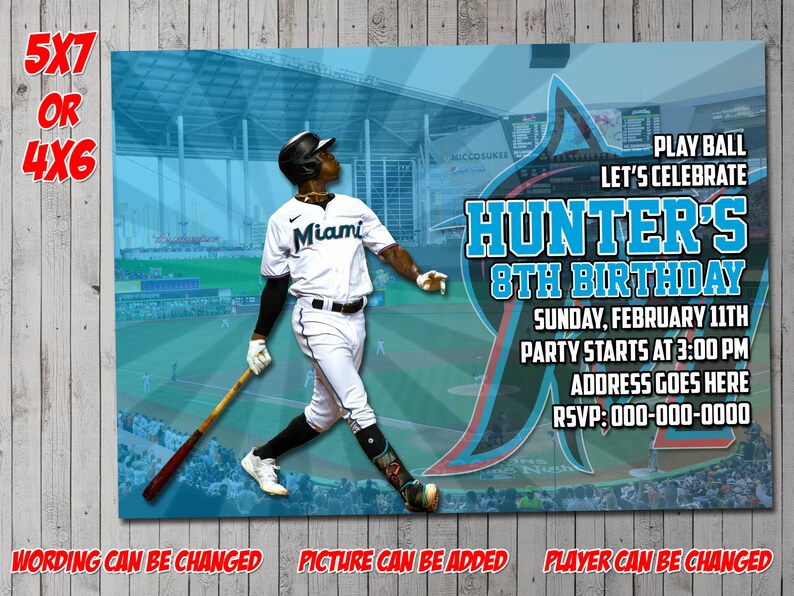 Miami Marlins Digital Party Invitation Invite Flyer Thank - Etsy